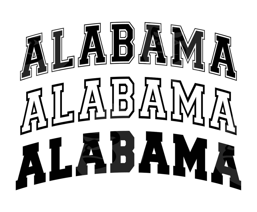 Alabama Svg, Alabama Png, Arched Varsity Font Svg, College Font Text ...