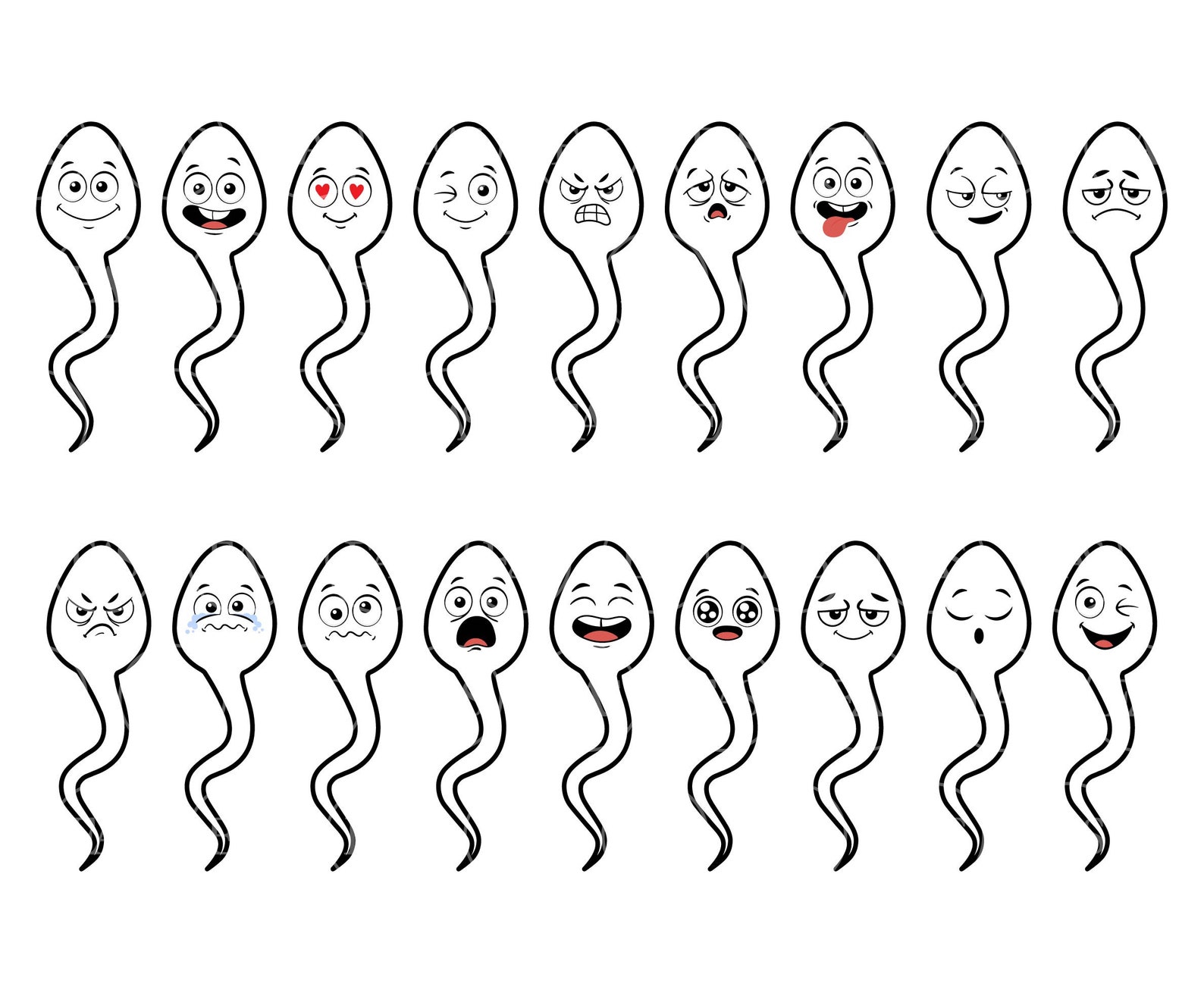 Sperm Svg, Sperm Face Impressions Set, Semen Svg, Cum Svg. Vector Cut ...