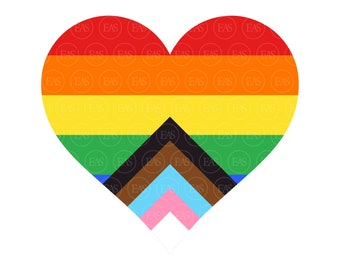 Progress Pride Flag Heart SVG pdf png dxf dwg pattern LGBTQ fiber arts ...