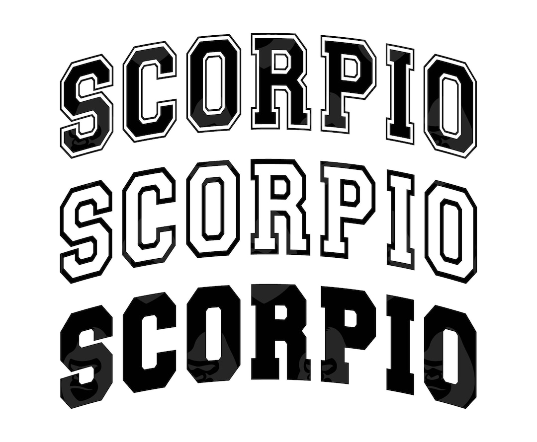 Scorpio Svg, Scorpio Png, Arched Varsity Font, Zodiac Signs, Horoscope ...