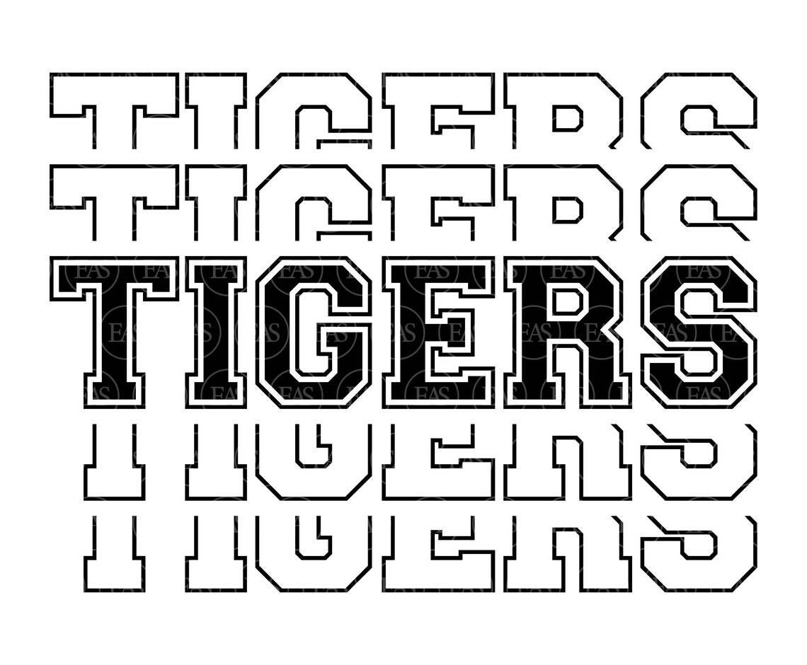 Stacked Tigers Svg Go Tigers Svg Run Tigers Tigers Team - Etsy