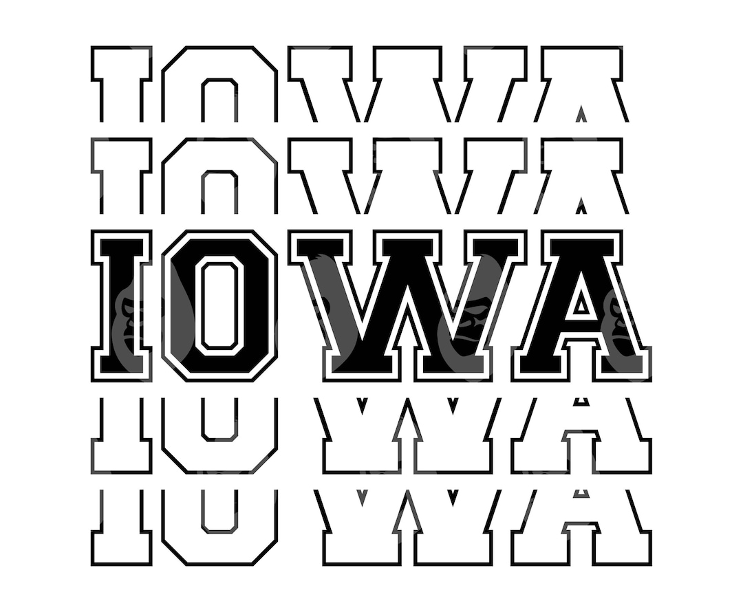 Iowa Svg, Varsity Font Svg, College Font, Stacked Text, America State ...