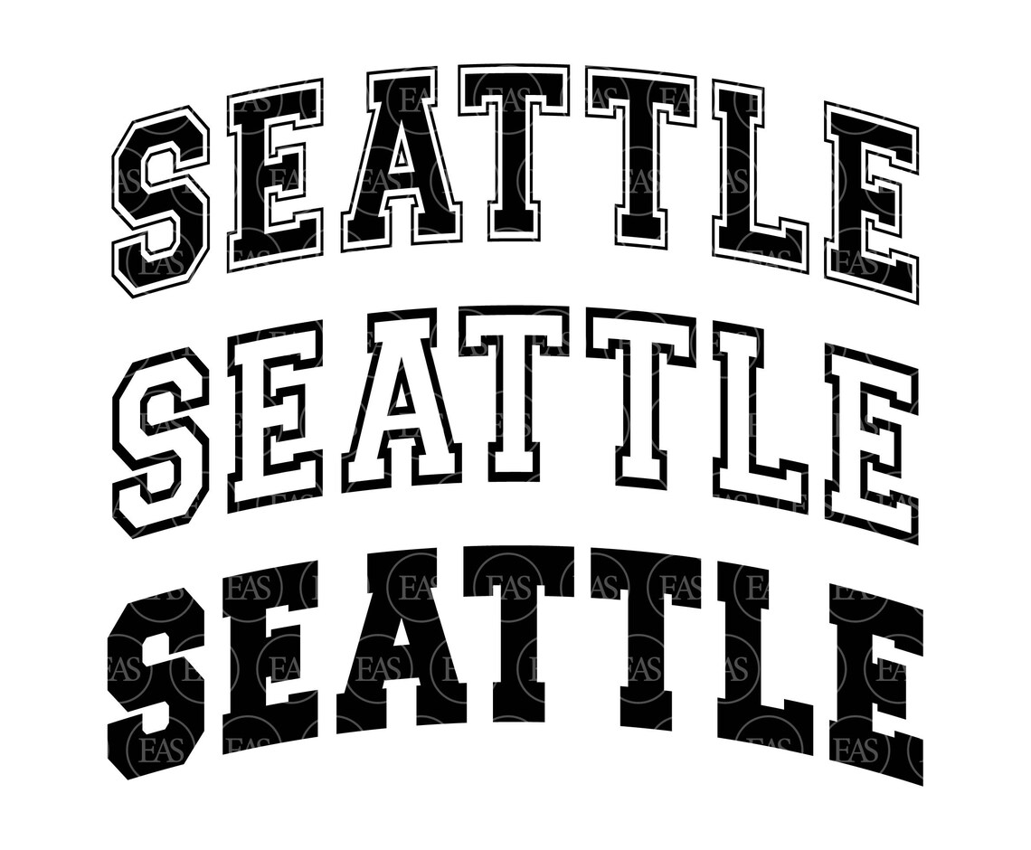 Seattle Svg Varsity Font Svg College Font Arched Text - Etsy
