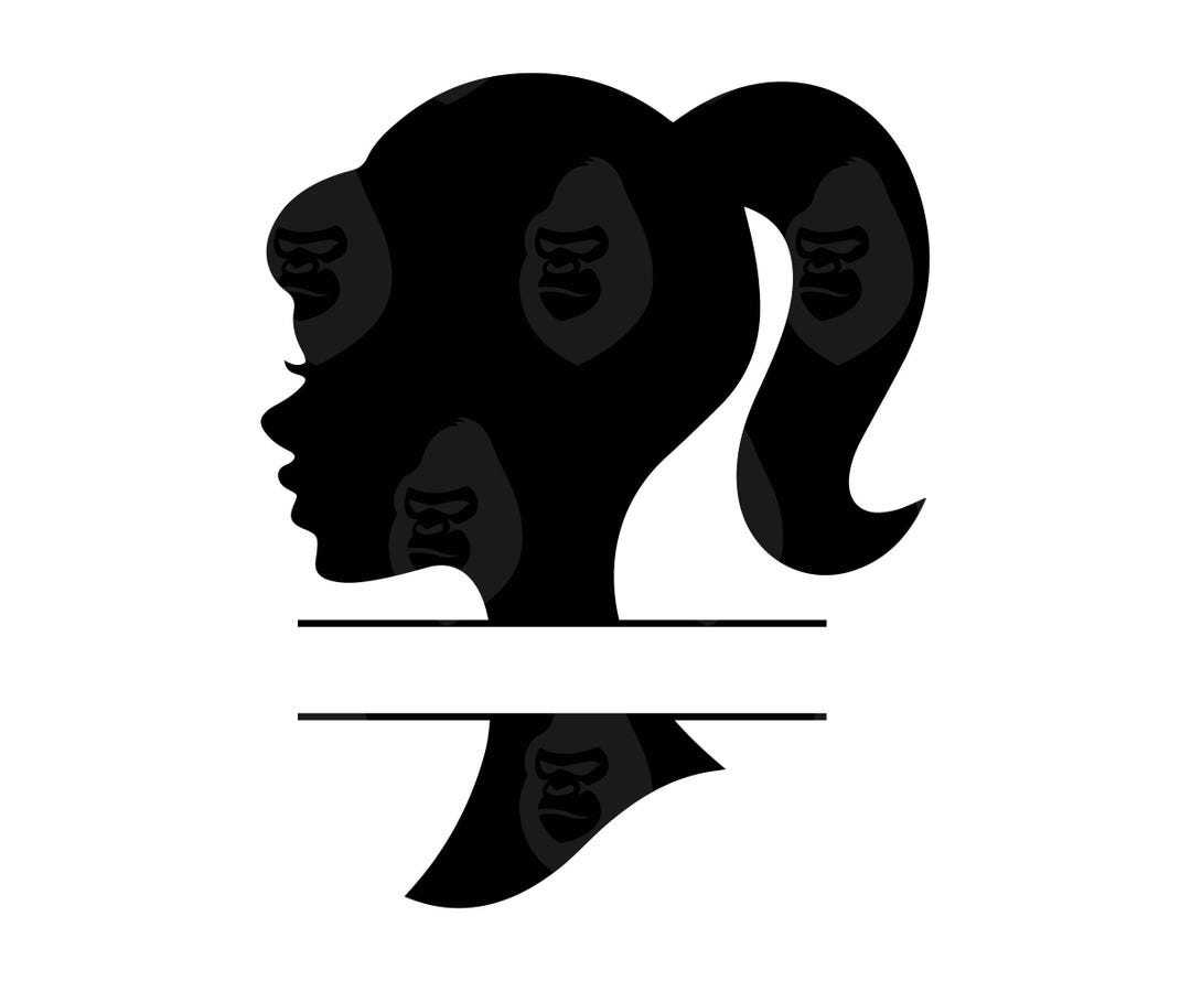 Girl Face Monogram Svg, Girl Head Svg, Woman Silhouette. Vector Cut ...