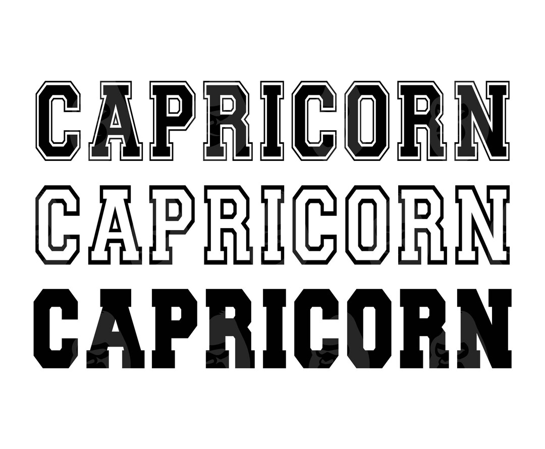 Capricorn Svg, Capricorn Png, College Varsity Font, Zodiac Signs ...