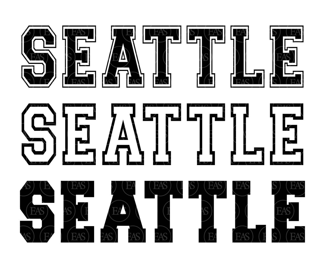 Seattle Svg Varsity Font Svg College Font Seattle Shirt - Etsy