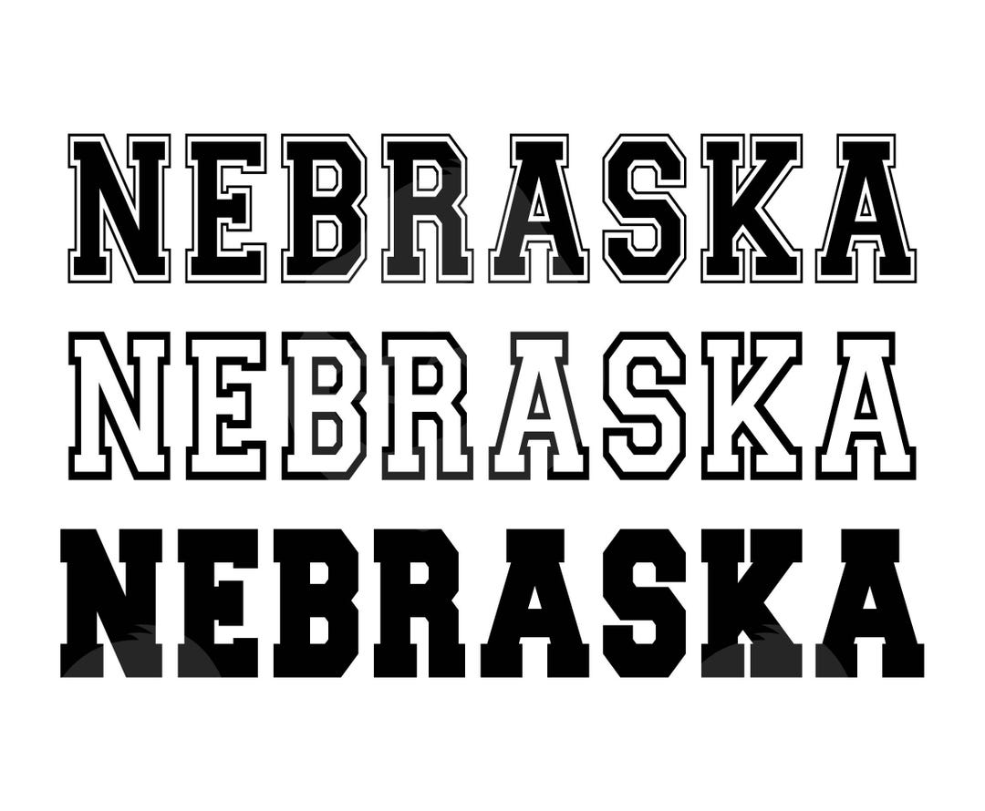Nebraska Svg, Nebraska Varsity Png, College Font Text, America State ...