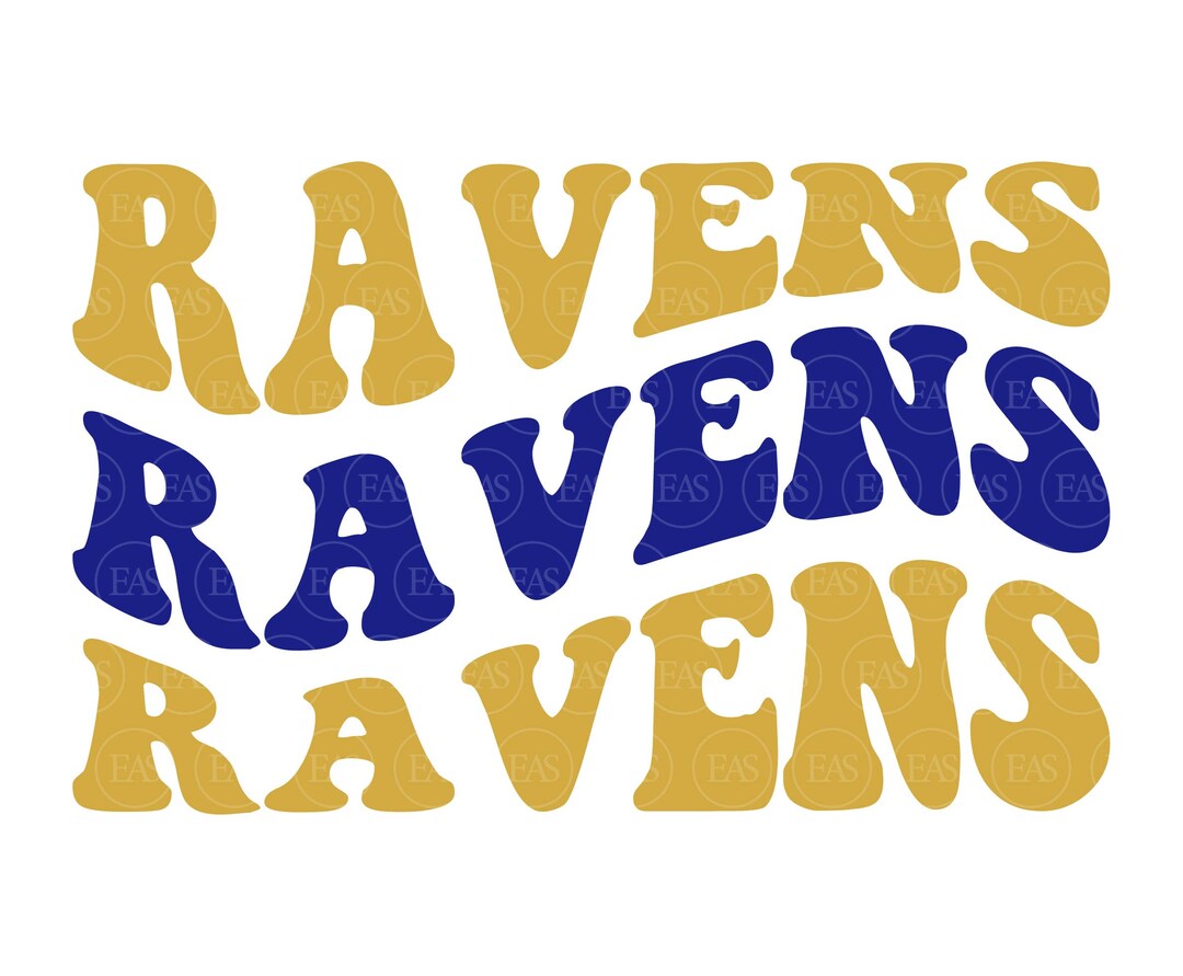 Ravens Wavy Stacked Svg, Go Ravens Svg, Ravens Team, Retro Vintage ...