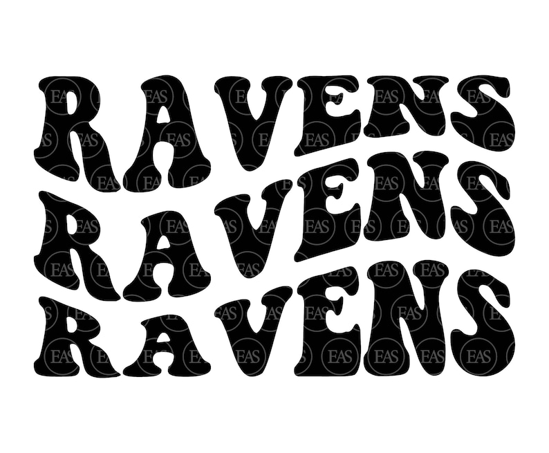 Ravens Wavy Stacked Svg Go Ravens Svg Ravens Team Retro - Etsy