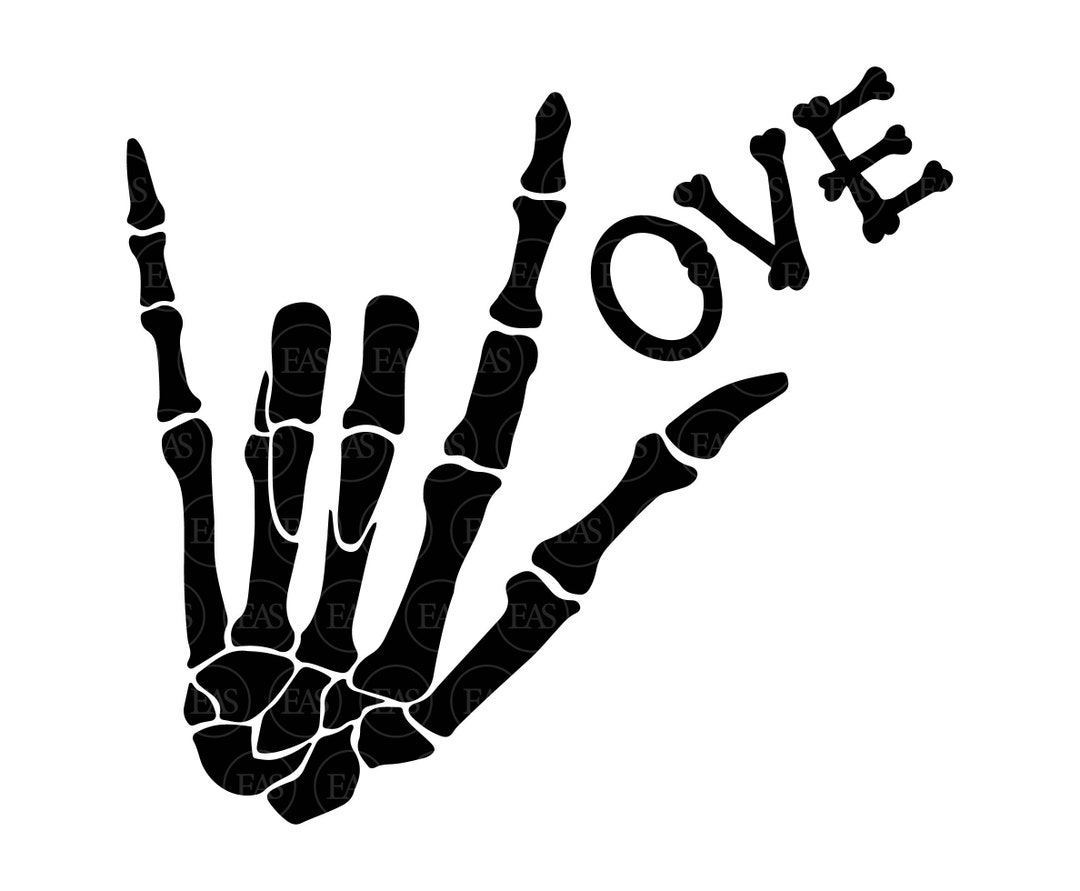 Skeleton I Love You Hand Sign Svg, ASL, Sign Language Svg. Vector Cut ...
