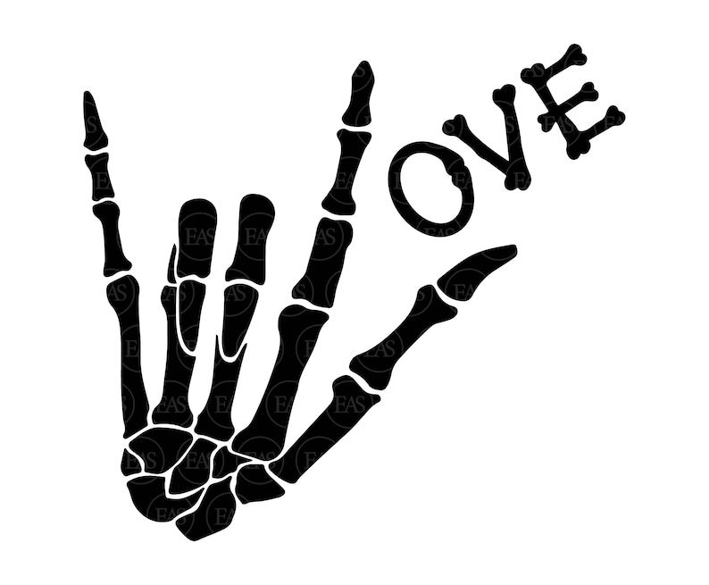 Skeleton I Love You Hand Sign Svg, ASL, Sign Language Svg. Vector Cut ...