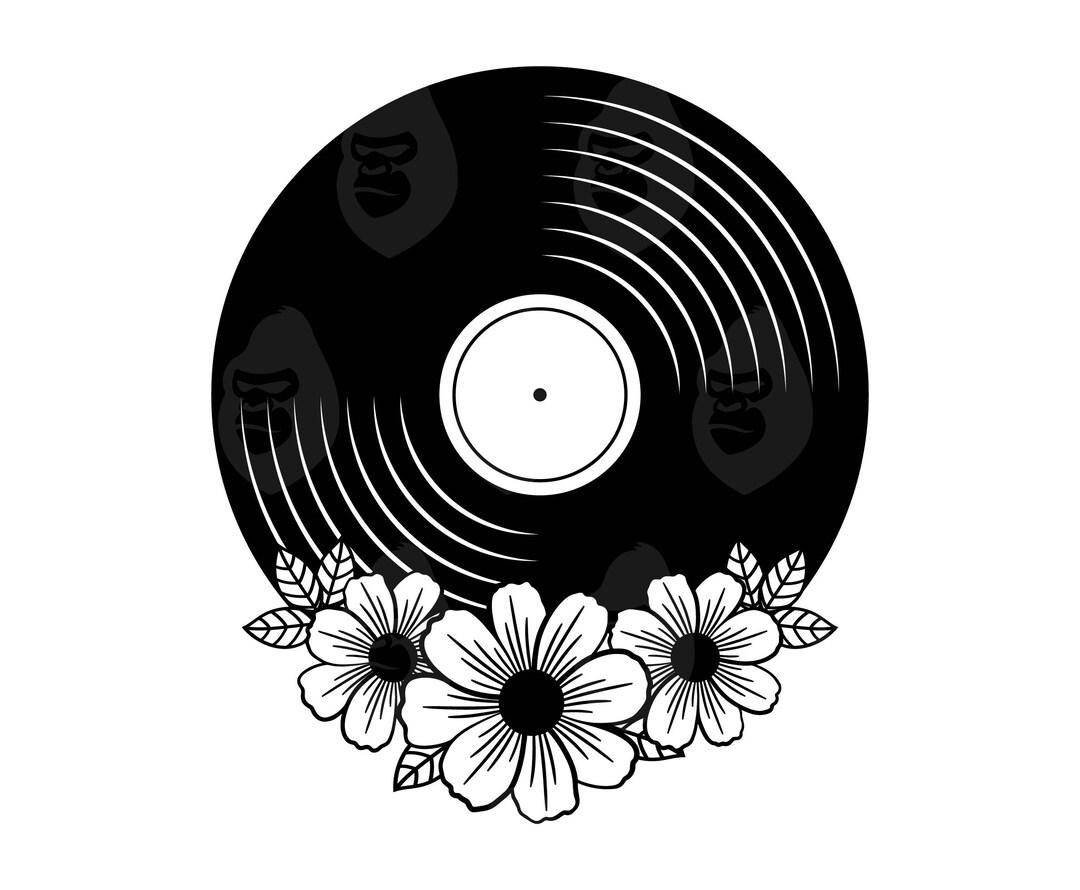 Floral Vinyl Record Svg, Vinyl Record Png, Music Disc Record Svg, Vinyl ...