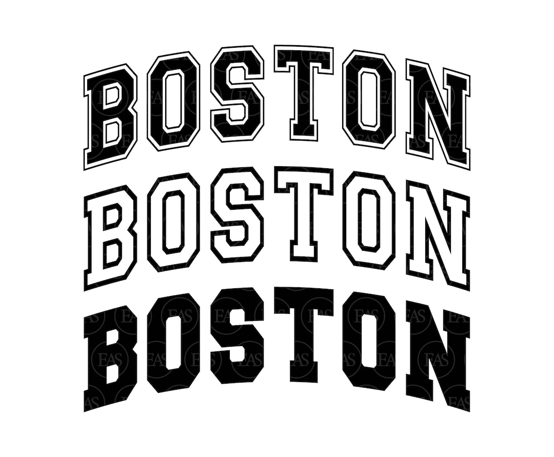 Boston Svg, Arched Varsity Font Svg, College Font, Boston PNG, America ...