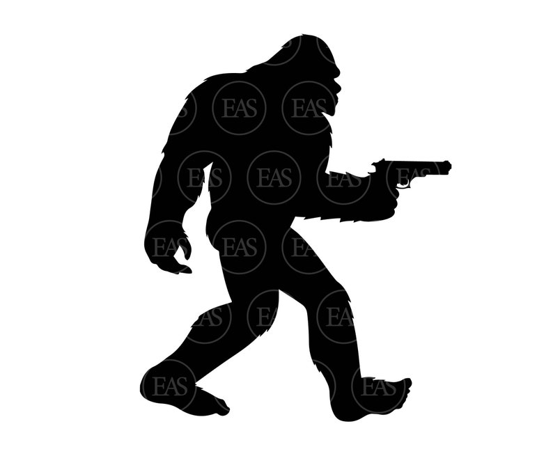 Bigfoot With Gun Svg Big Foot With Pistol Svg Yeti Svg - Etsy