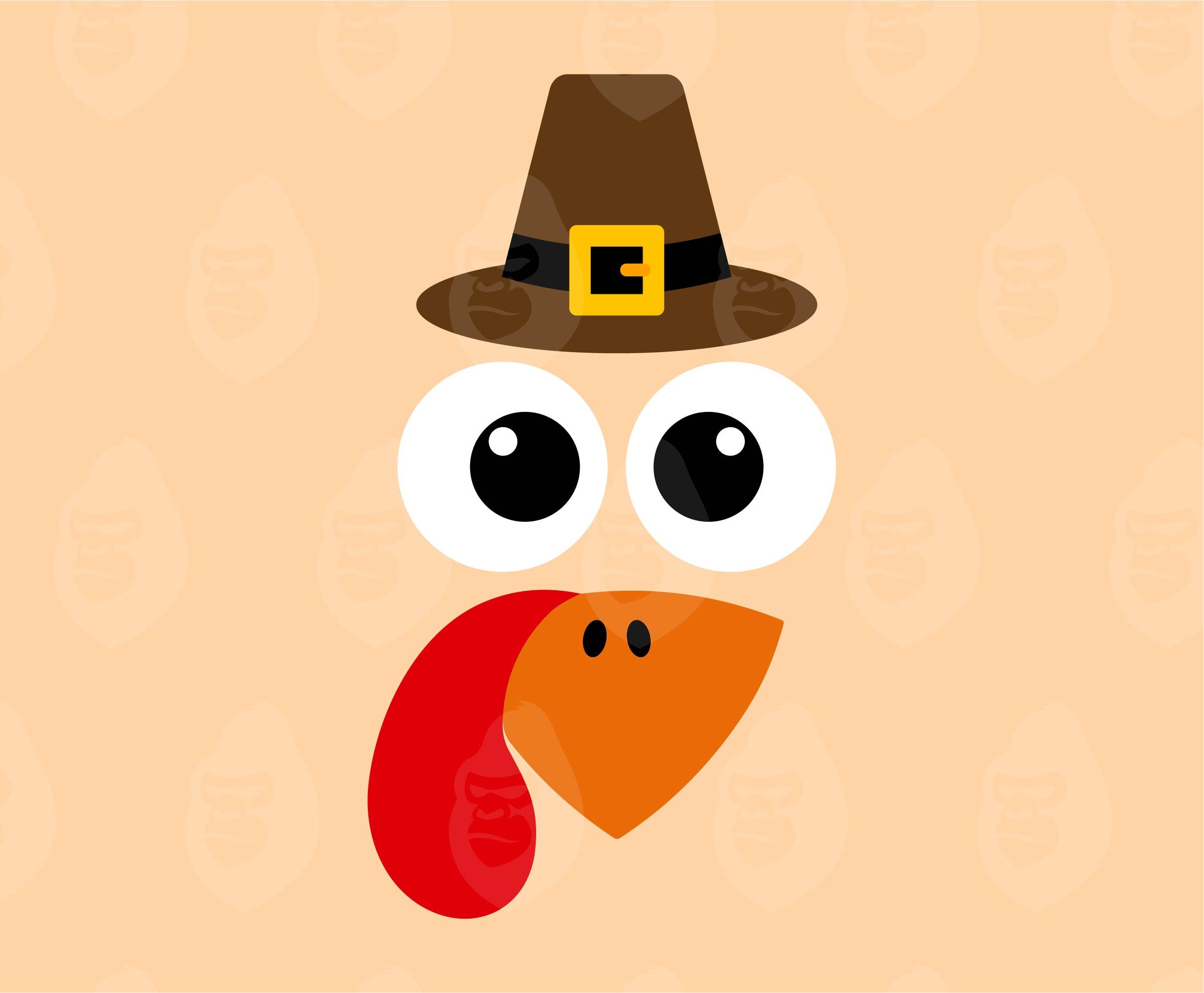 Turkey Face With Hat Svg, Turkey Face Png, Gobble Svg, Thanksgiving T ...