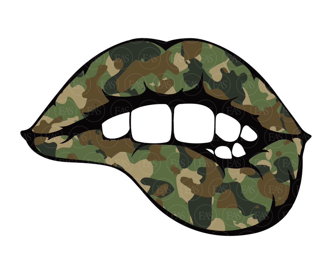 Camouflage Lips Svg, Biting Lips Svg, Lips Bite Svg. Vector Cut File ...
