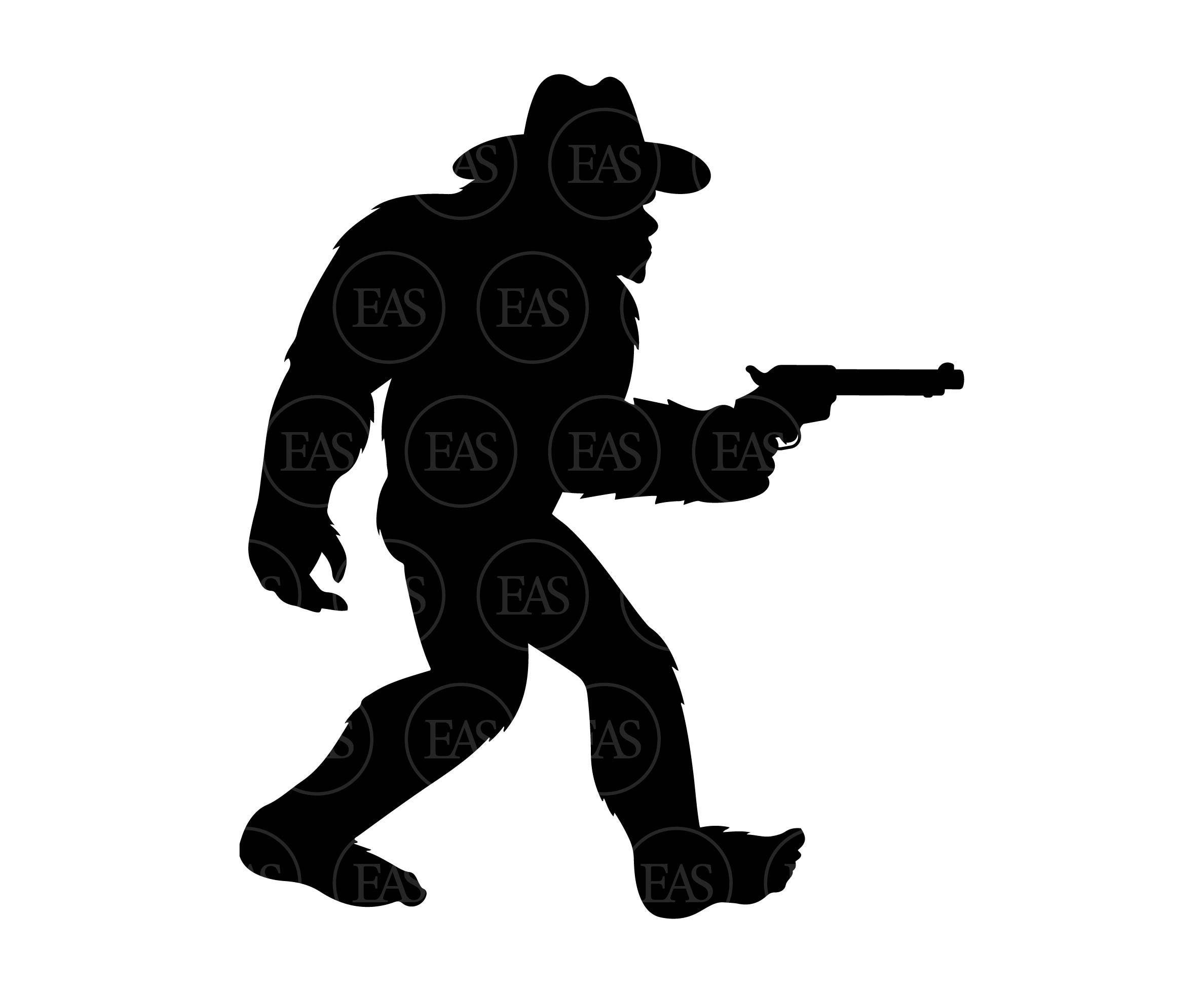 Cowboy Bigfoot Svg, Pistol Svg, Big Foot With Gun Svg, Yeti Svg ...