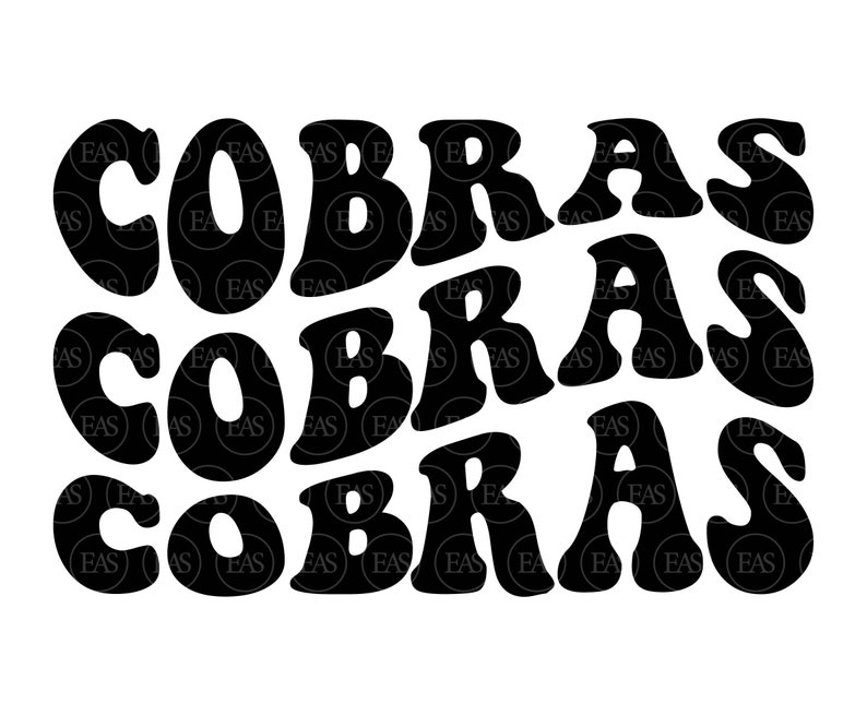 Cobras Wavy Stacked Svg, Go Cobras Svg, Cobras Team, Retro Vintage ...