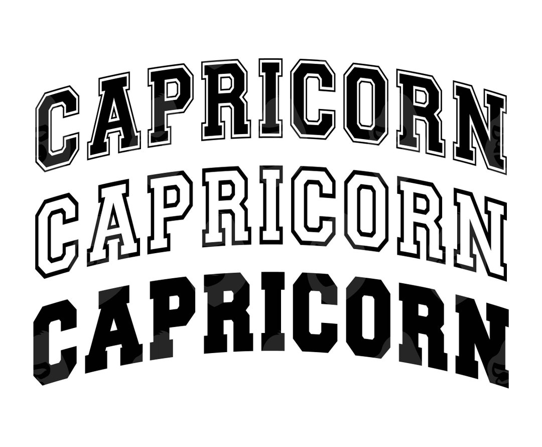 Capricorn Svg, Capricorn Png, Arched Varsity Font, Zodiac Signs ...