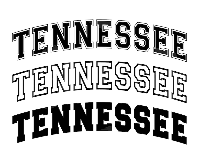 Tennessee Svg, Tennessee Png, Varsity Font Svg, College Font, Arched ...