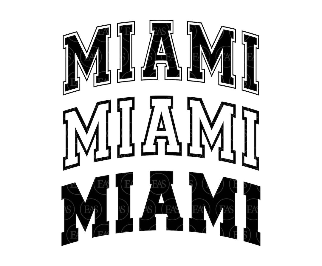 Miami Svg, Varsity Font Svg, College Font, Arched Text, America Svg ...