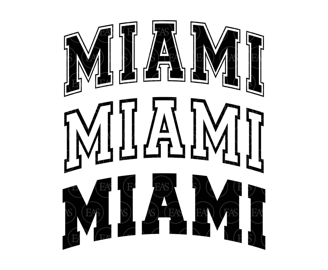 Miami Svg, Varsity Font Svg, College Font, Arched Text, America Svg ...