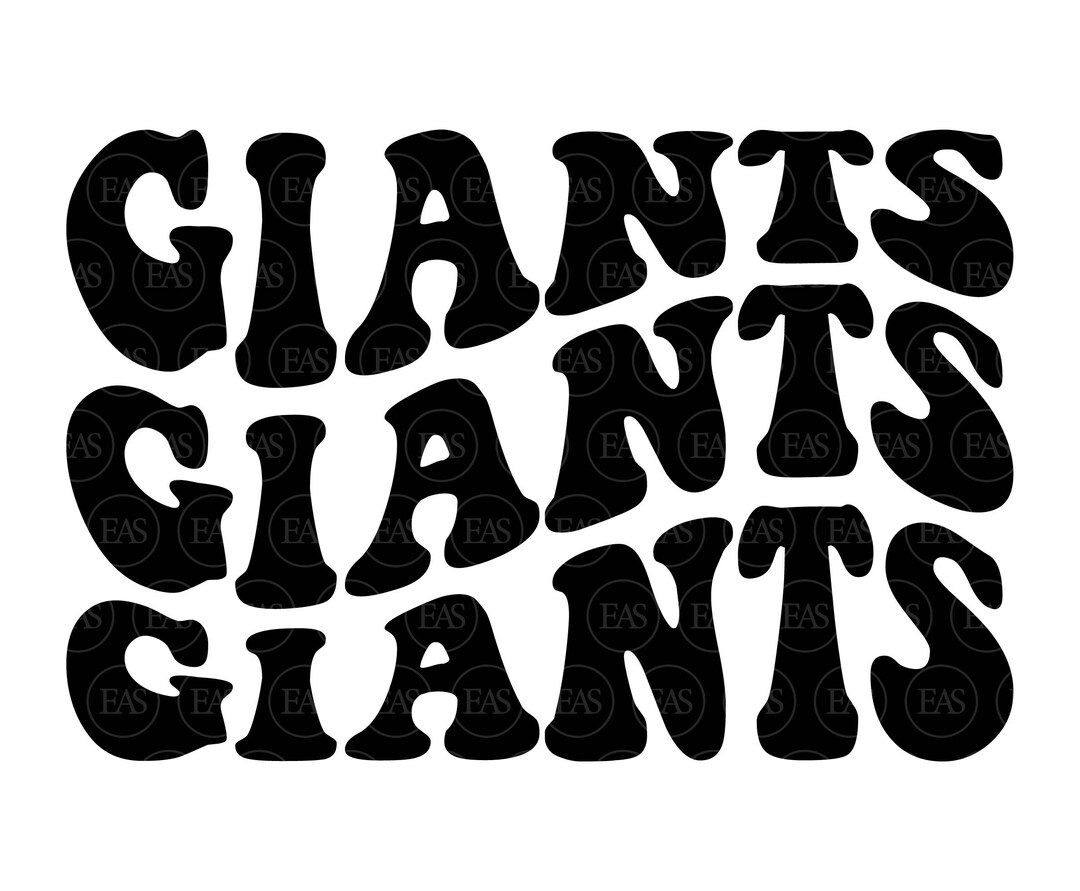 Giants Wavy Stacked Svg, Go Giants Svg, Giants Team, Retro Vintage ...