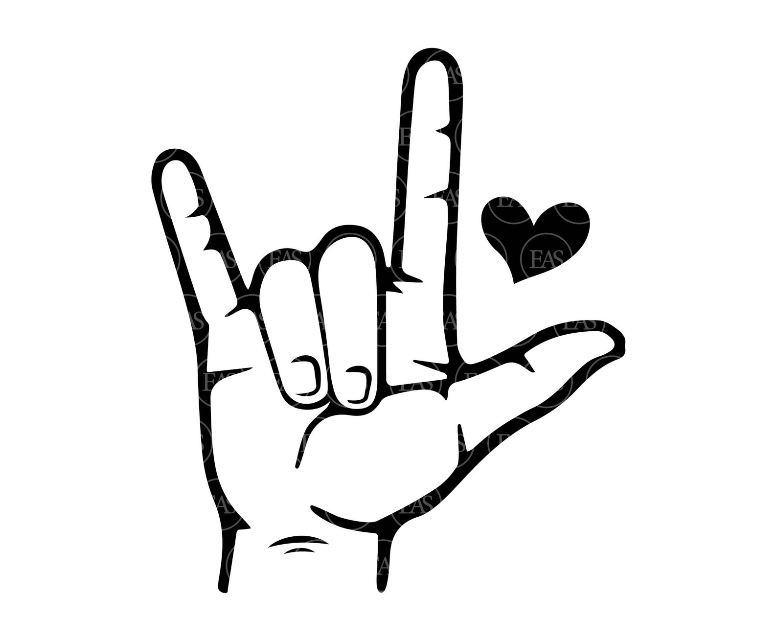 I Love You Hand Sign Svg, ASL, Sign Language Svg. Vector Cut File ...