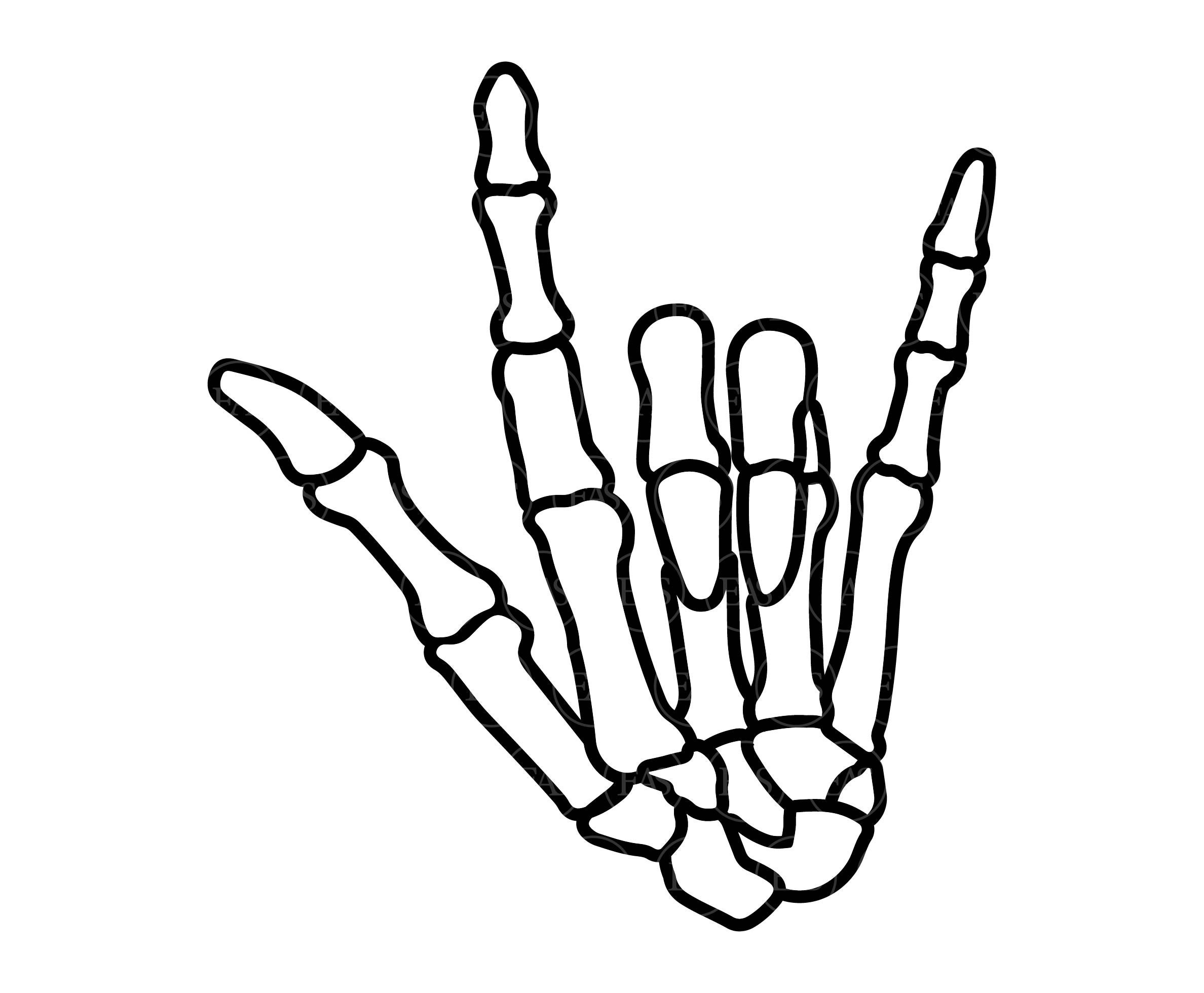 Asl Ily Hand Skeleton Sign Language Skeleton Hand Etsy
