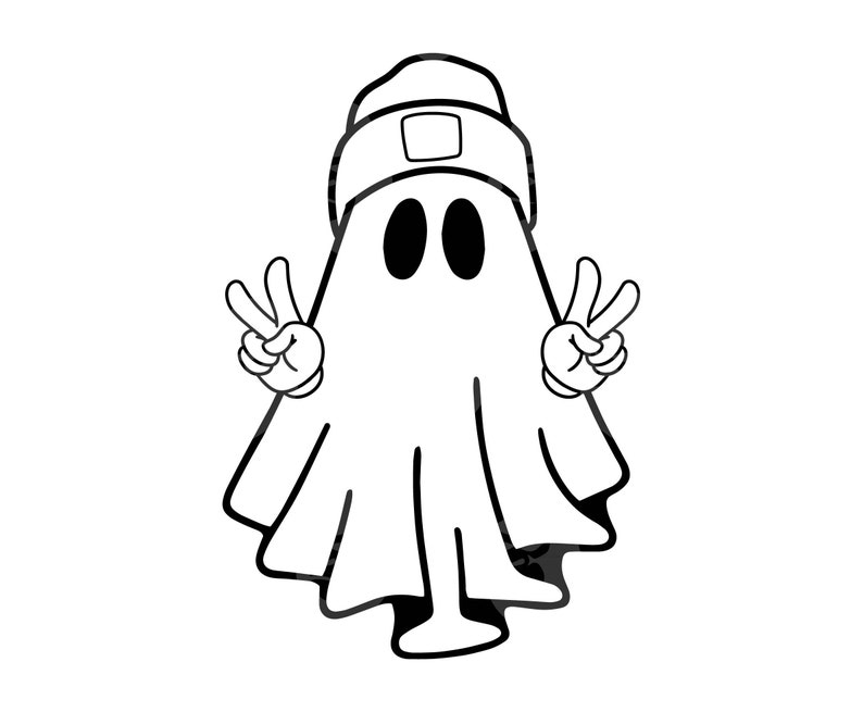 Ghost Svg, Cute Ghost Beanie Png, Peace Sign, Boo Haw, Halloween ...