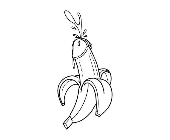Line Art Cumming Banana Penis Svg Dick Orgasm Sensual Wall - Etsy