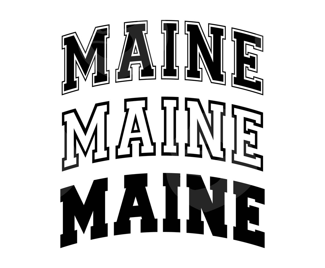 Maine Svg, Varsity Font Svg, College Font, Arched Text, America Svg ...