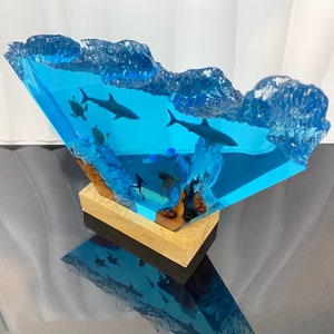 Customized Ocean Shark Resin Night Lamp, Personalized Home Decor Table ...