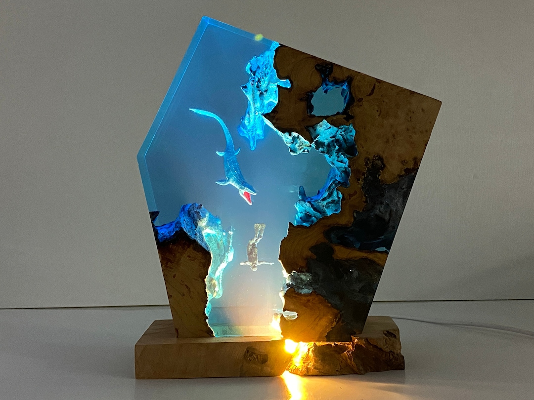 Scuba Diving Deep Sea Exploration Night Light, Large Epoxy Wood Lamp ...