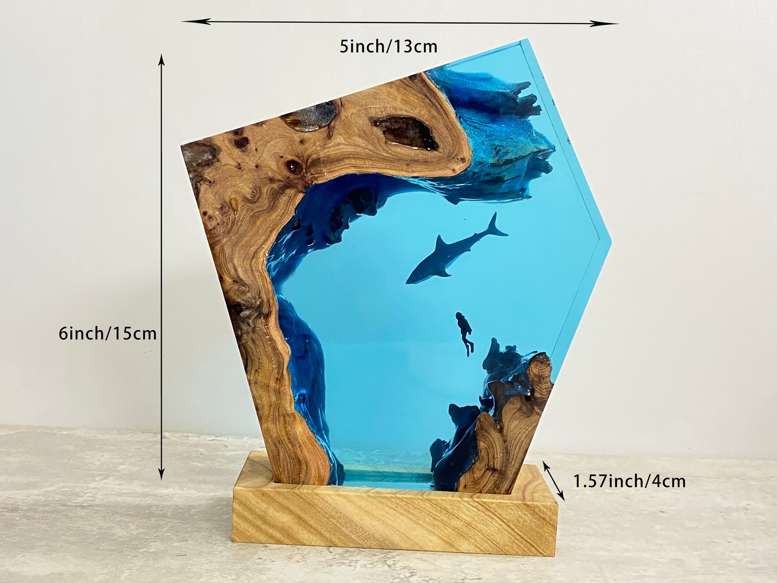 Shark-shaped Epoxy Resin Night Light, Diver's Desk Lamp, Halloween Gift ...