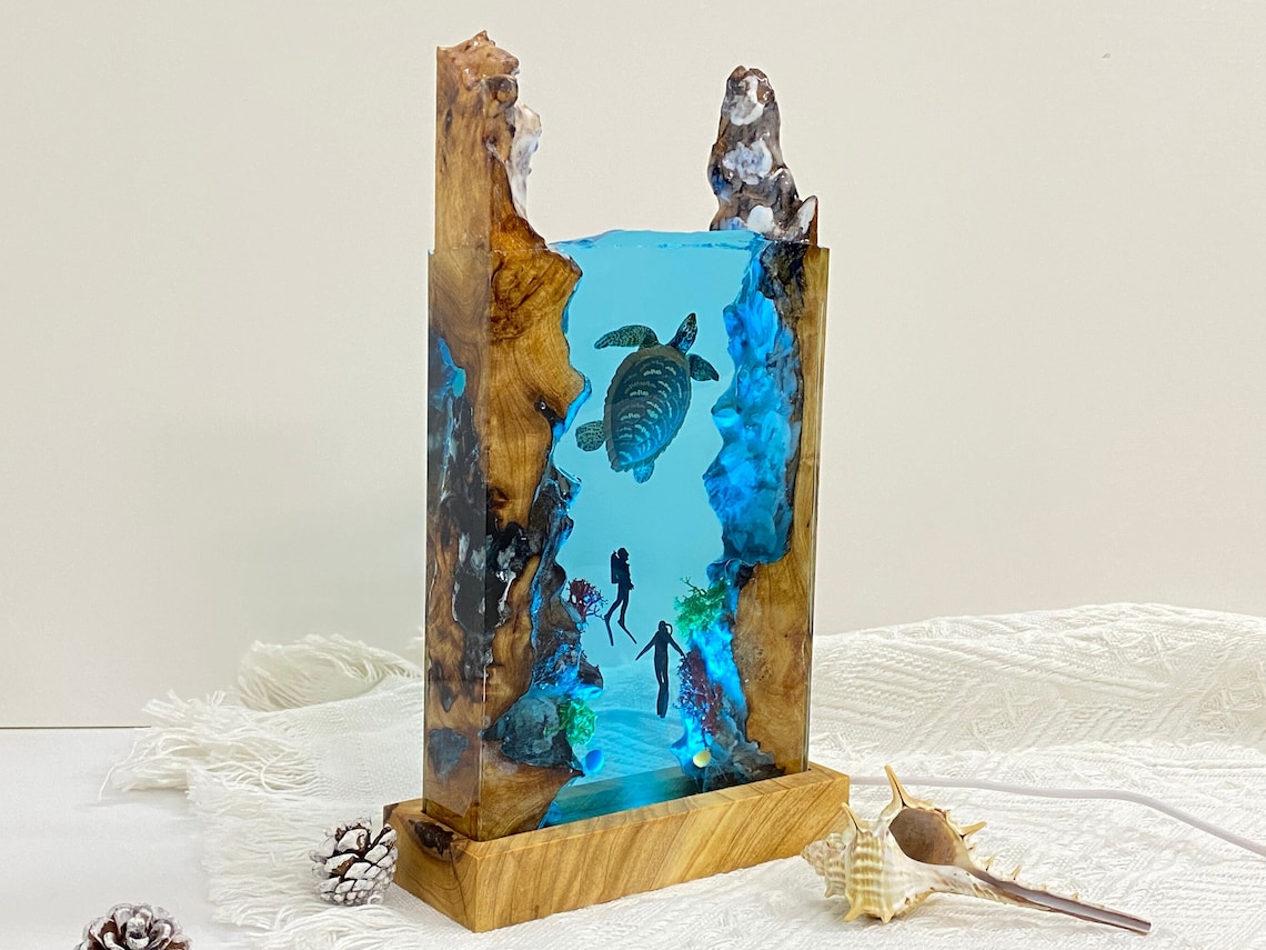 Tortoiseshell Art Light, Marine Atmosphere Resin Lamp, Handmade Gift ...