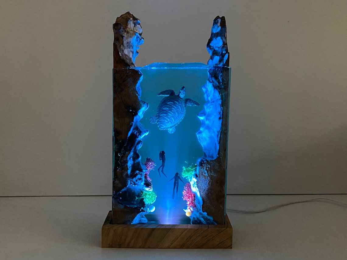 Tortoiseshell Art Light, Marine Atmosphere Resin Lamp, Handmade Gift ...