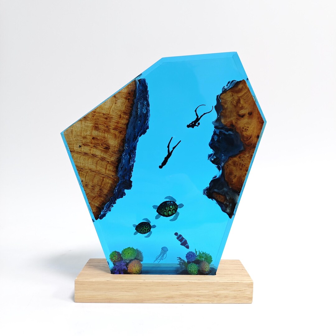 Double Sea Turtle Resin Lamp, Living Room Diver Craft Decoration, Best ...