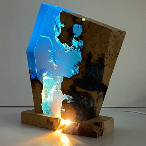 Scuba Diving Deep Sea Exploration Night Light, Large Epoxy Wood Lamp ...