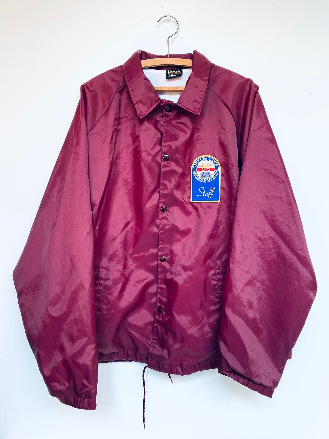 Vtg Coach Jacket Sz XL Color Maroon Brand Nemesis Baseball Jacket San ...