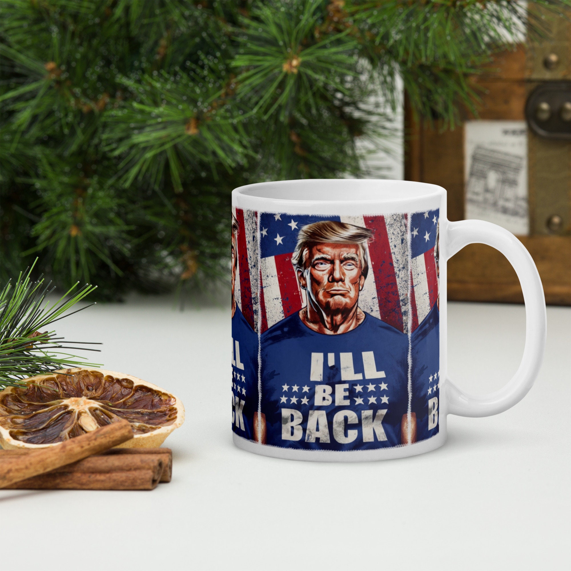 Donald Trump Mugshot Coffee Mug, Terminator i'll Be Back Design ...