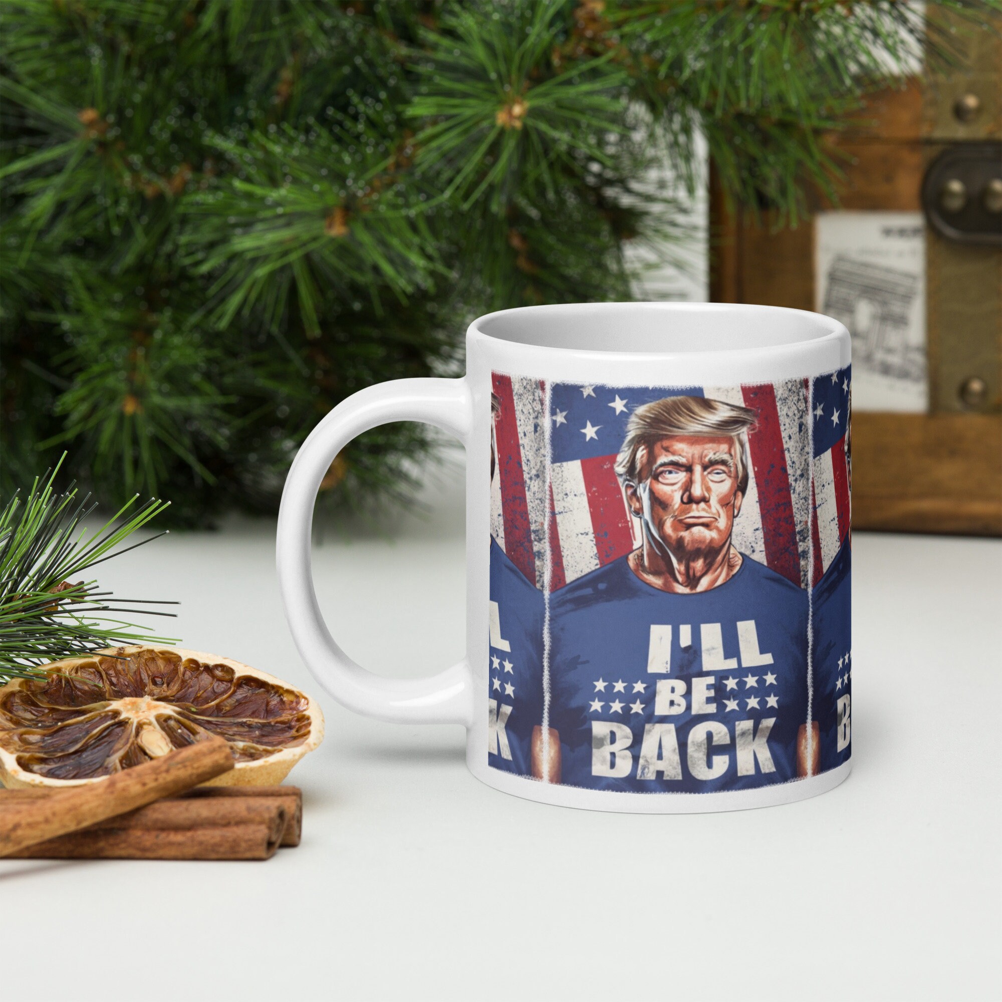 Donald Trump Mugshot Coffee Mug, Terminator i'll Be Back Design ...