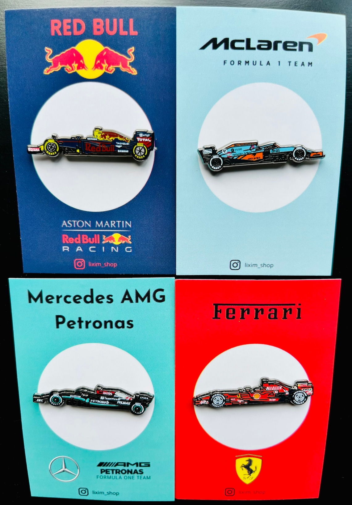 Formula 1 Enamel Pins: Mercedes, Red Bull, Mclaren, Ferrari. - Etsy