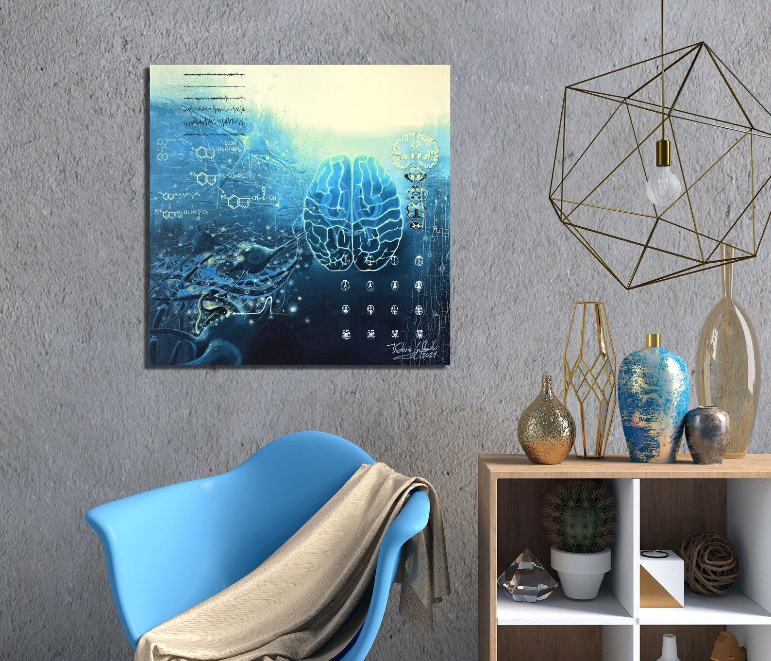 Neuroscience Original Wall Art Neurons and Glia Brain Art | Etsy