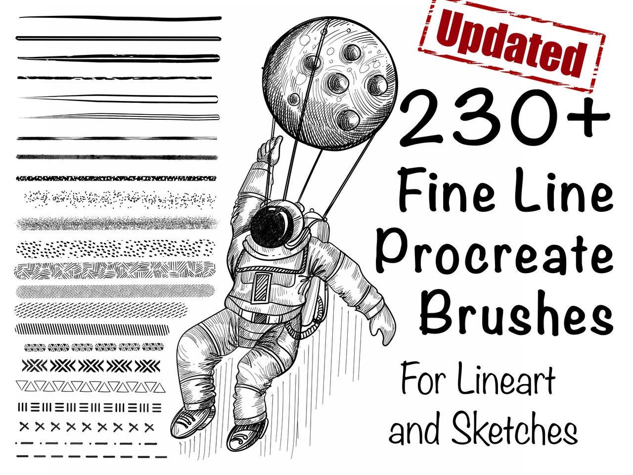 230 Line Brushes for Procreate, Fine Line Brushes for Sketch - Etsy