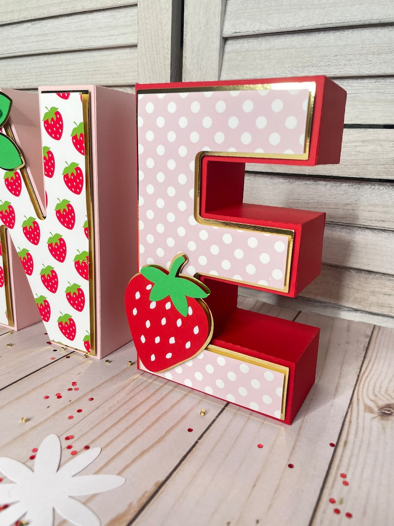 Strawberry 3D Letters Berry Sweet Strawberry Party - Etsy