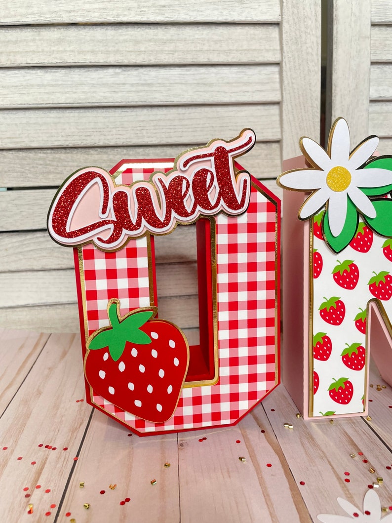 Strawberry 3D Letters Berry Sweet Strawberry Party - Etsy