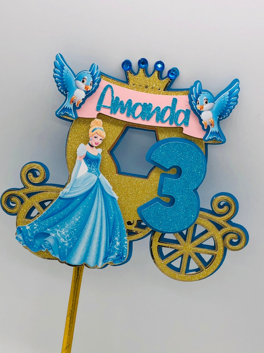 Cinderella Princess Cake Topper, Princess Party Theme, Disney Princess ...
