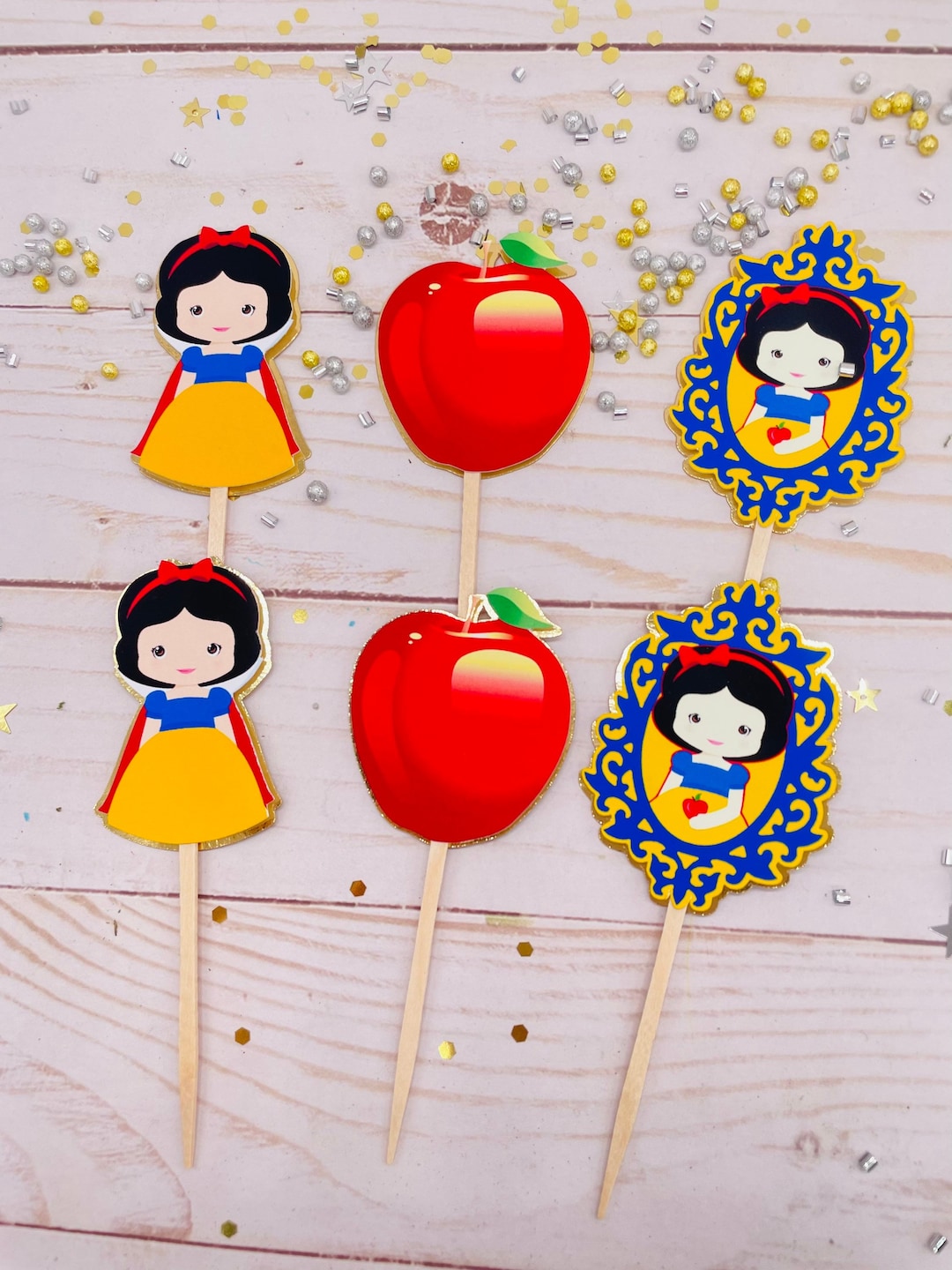 Snow White Cupcake Toppers, Snow White Party Decor, Snow White Birthday ...