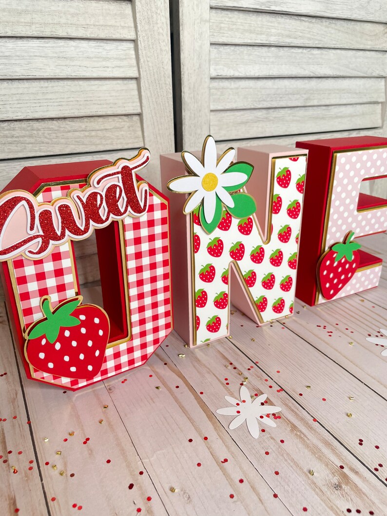Strawberry 3D Letters Berry Sweet Strawberry Party - Etsy